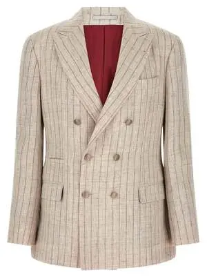 Brunello Cucinelli Pinstripe Twill Blazer - Gray