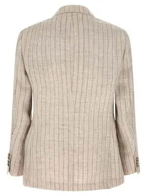 Brunello Cucinelli Pinstripe Twill Blazer - Gray