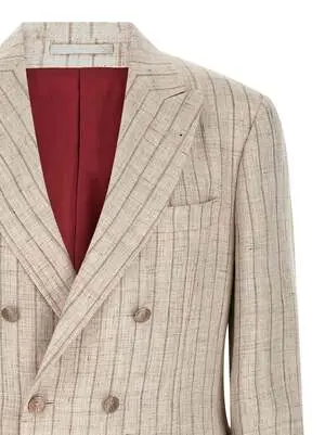 Brunello Cucinelli Pinstripe Twill Blazer - Gray