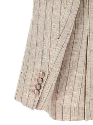 Brunello Cucinelli Pinstripe Twill Blazer - Gray