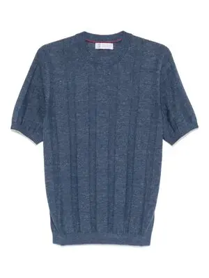 Brunello Cucinelli Short Sleeve Fine Knit Sweater