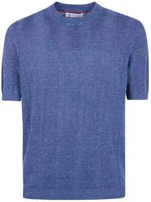 Brunello Cucinelli Short Sleeve Fine Knit Sweater