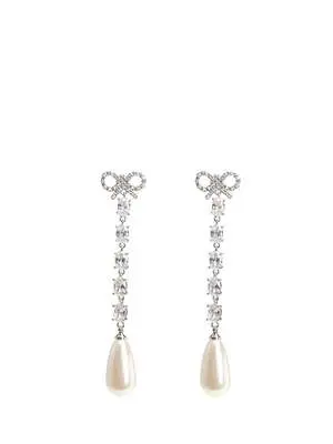 SELF-PORTRAIT Crystal And Faux Pearl Drop Earrings - Silver
