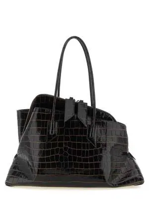 Attico La Passeggiata Medium Crocodile-effect Leather Shoulder Bag - Brown