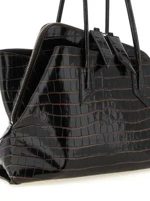 Attico La Passeggiata Medium Crocodile-effect Leather Shoulder Bag - Brown