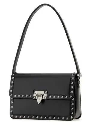 Valentino Garavani Black Leather Studded Shoulder Bag