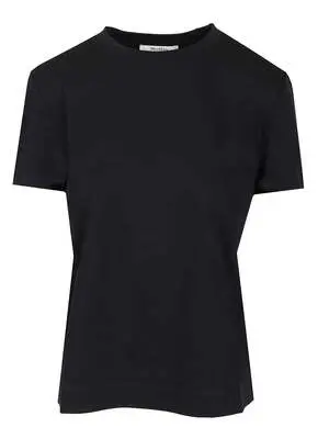 Max Mara Donata Crewneck Cotton T-shirt With Embroidered Logo - Blue