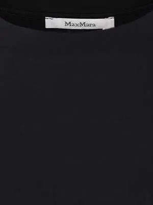 Max Mara Donata Crewneck Cotton T-shirt With Embroidered Logo - Blue
