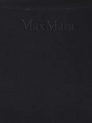 Max Mara Donata Crewneck Cotton T-shirt With Embroidered Logo - Blue