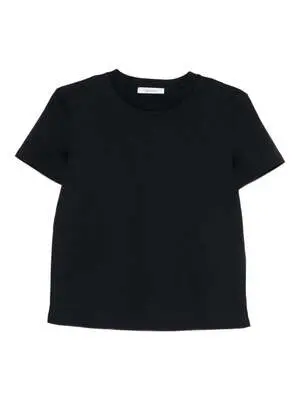 Max Mara Donata Crewneck Cotton T-shirt With Embroidered Logo - Blue