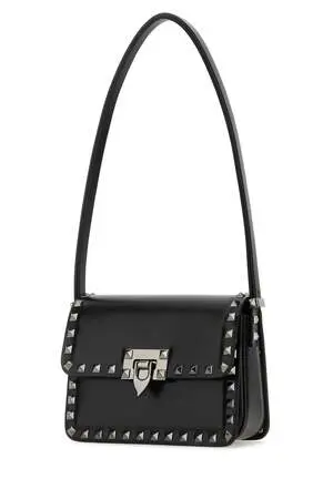 Valentino Garavani Black Leather Studded Flap Shoulder Bag - Multicolor