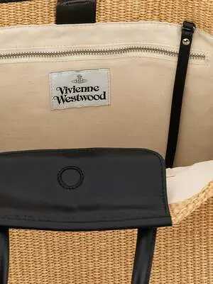 VIVIENNE WESTWOOD Troy" Shopping Bag In Braided Raffia