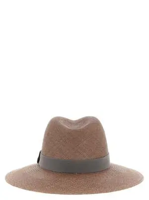 Brunello Cucinelli Precious Leather Band" Wide Brim Straw Hat
