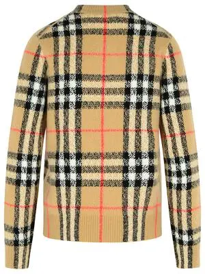 Burberry Constance Check Cashmere And Wool Sweater - Cream