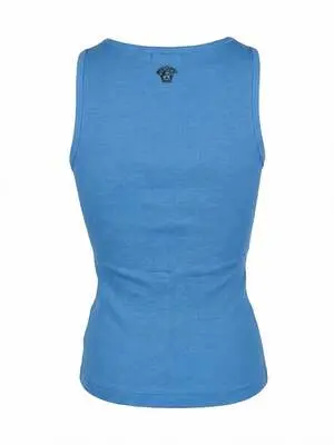 Versace Ribbed Tank Top With Medusa Embroidery