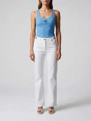 Versace Ribbed Tank Top With Medusa Embroidery