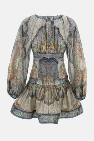 Zimmermann Mini Dress With Billow Sleeves And Flare Skirt