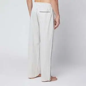 TEKLA Organic Cotton Striped Pyjama Trousers - Black