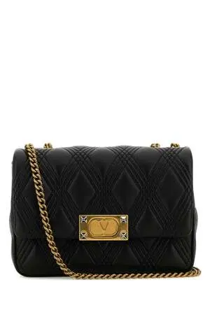 Valentino Garavani Nappa Leather Quilted Shoulder Bag - Black