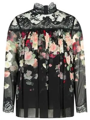Zimmermann Viscose Blouse With Lace High Neck And Cuffs