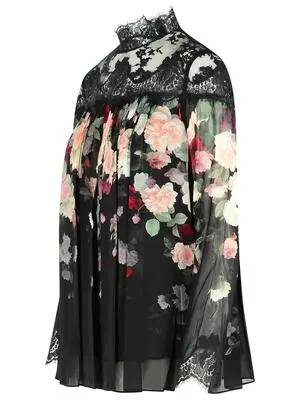 Zimmermann Viscose Blouse With Lace High Neck And Cuffs