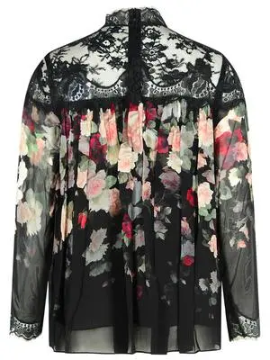 Zimmermann Viscose Blouse With Lace High Neck And Cuffs