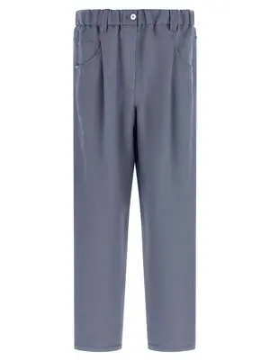 Brunello Cucinelli Baggy Viscose And Linen Fluid Twill Pants - Blue
