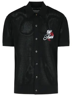 Amiri Viscose Blend Embroidered Button-up Sweater - Black