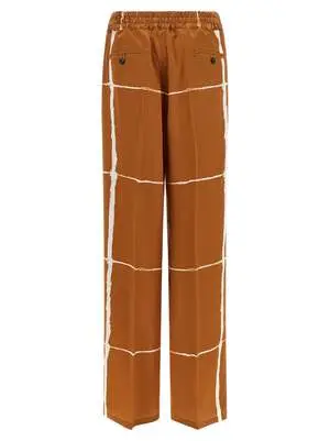 Kiton Silk Satin Graphic Print Wide Leg Trousers