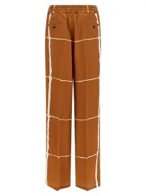 Kiton Silk Satin Graphic Print Wide Leg Trousers
