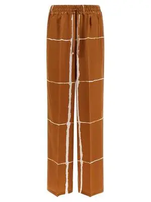 KITON KITON Silk Satin Graphic Print Wide Leg Trousers