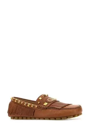 Valentino Garavani Caramel Leather Plaster Caster Loafers