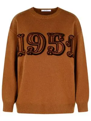 Max Mara Wool And Cashmere Sweater With Lettering Detail - Brown
