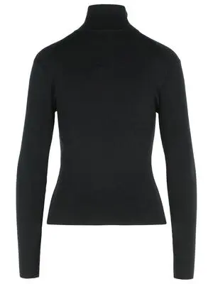 COURREGES Merino Wool High Neck Zip-up Sweater
