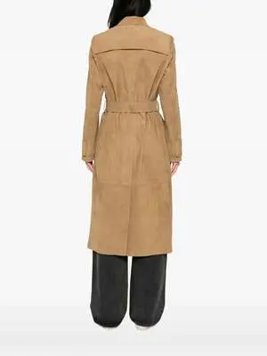 GOLDEN GOOSE Journey" Leather Trench Coat With Belt - Multicolor