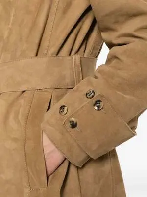 GOLDEN GOOSE Journey" Leather Trench Coat With Belt - Multicolor