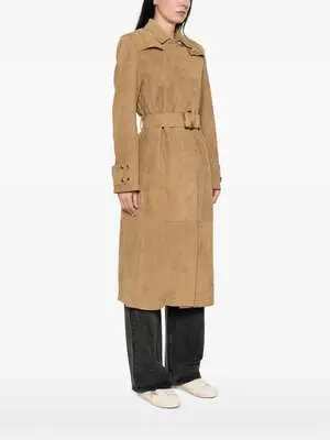 GOLDEN GOOSE Journey" Leather Trench Coat With Belt - Multicolor