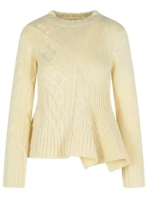 Sacai Ivory Wool Sweater - Cream