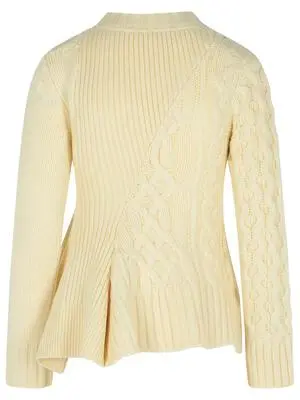 Sacai Ivory Wool Sweater - Cream