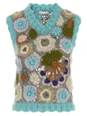 GANNI Dreamy Floral Crocheted Vest - Multicolor