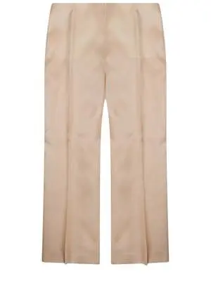 Alberta Ferretti Straight Silk Trousers - Cream