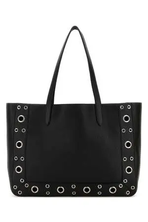 Valentino Garavani Leather Vlogo Signature Shopping Bag - Black
