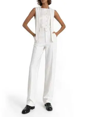 LEMAIRE Asymmetrical Ribbed Top With Scarf Detail - White