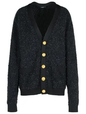 Balmain V-neck Button-front Cardigan - Black