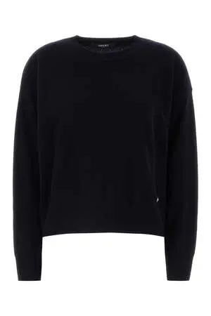 Versace Midnight Stretch Wool Blend Crew Neck Sweater - Blue