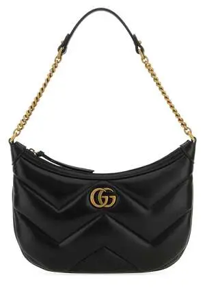 Gucci Leather Gg Marmont Shoulder Bag - Black