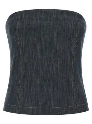 Brunello Cucinelli Sleeveless Denim Top With Zip Closure