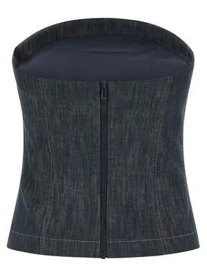 Brunello Cucinelli Sleeveless Denim Top With Zip Closure