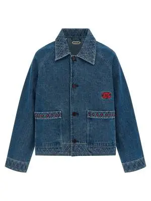 BODE Embroidered Denim Workwear Jacket - Blue