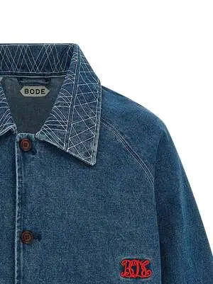 BODE Embroidered Denim Workwear Jacket - Blue